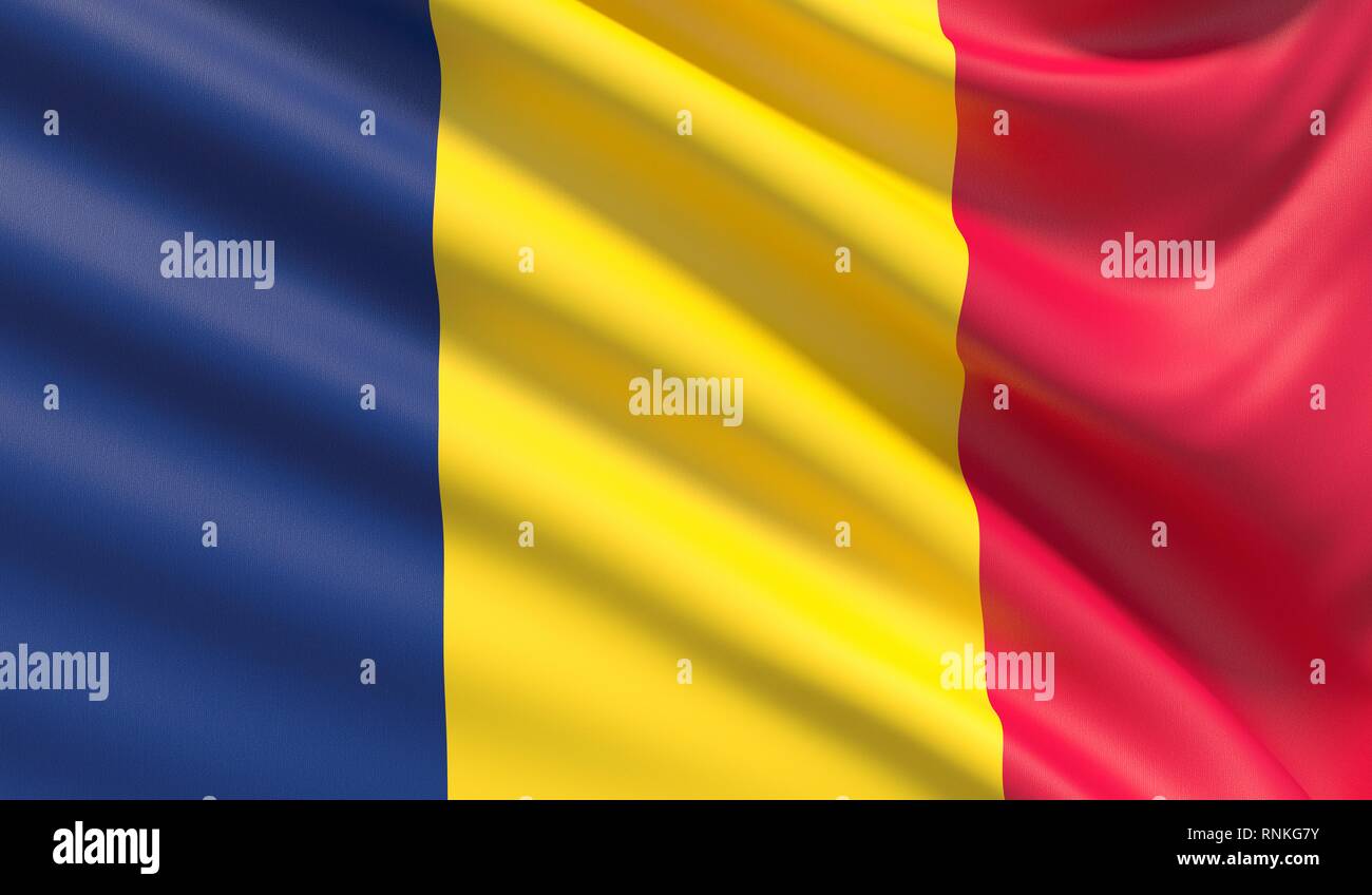 Flag of Chad. Waved highly detailed fabric texture Stock Photo - Alamy