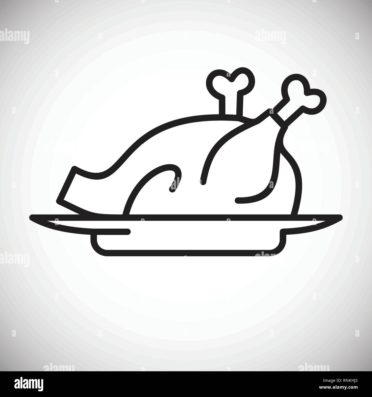 Fried chicken outline icon on white background for graphic and web ...