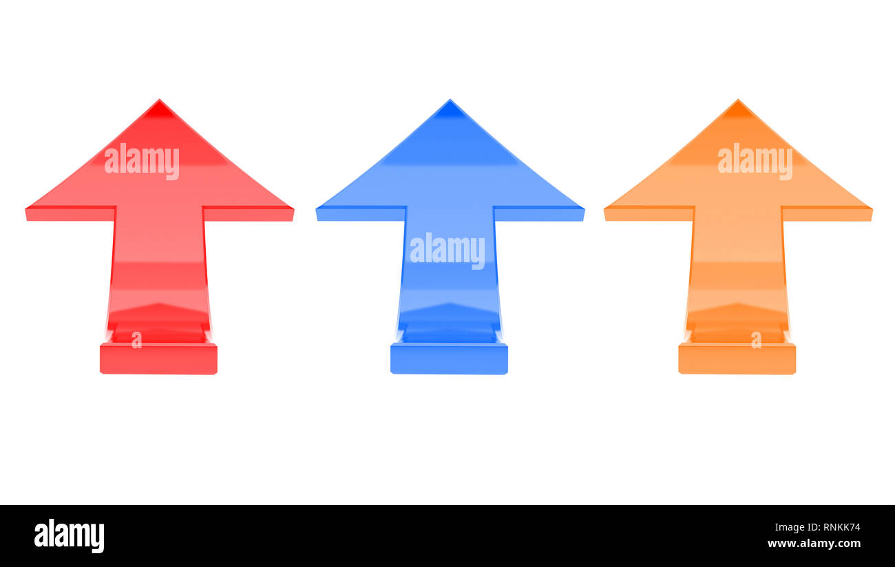 Colored UP arrows. Shiny 3d rendering illustration Stock Photo - Alamy
