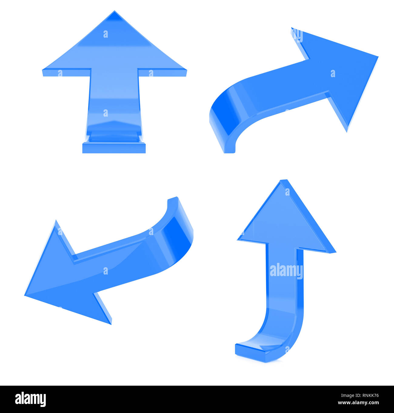 Blue shiny arrows. 3d rendering illustration isolated Stock Photo - Alamy