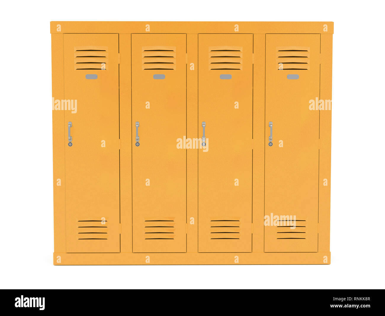 Orange lockers. Front view. 3d rendering illustration isolated Stock ...