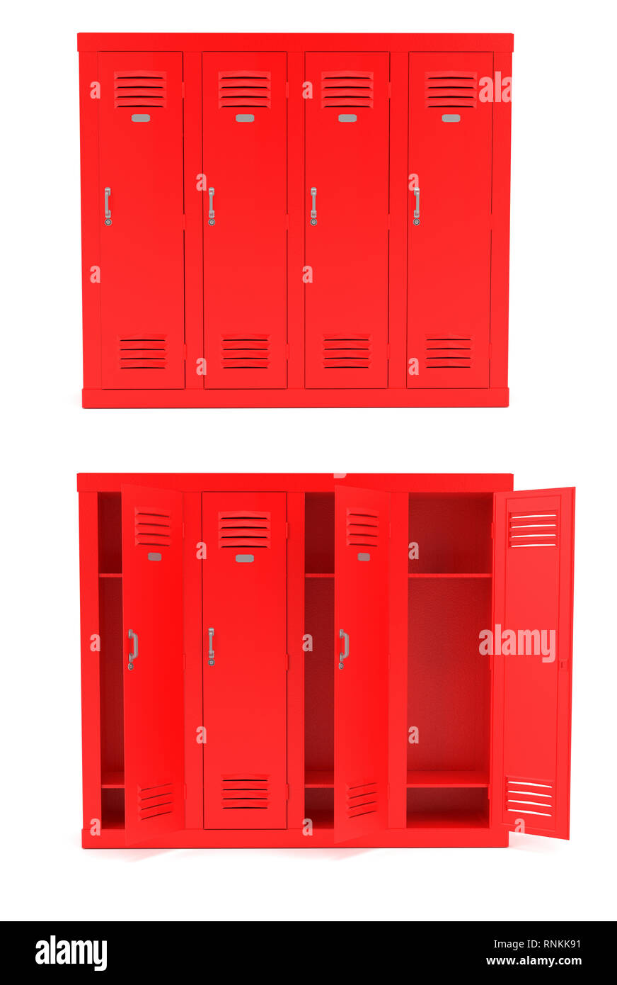 Red lockers. 3d rendering illustration isolated Stock Photo - Alamy