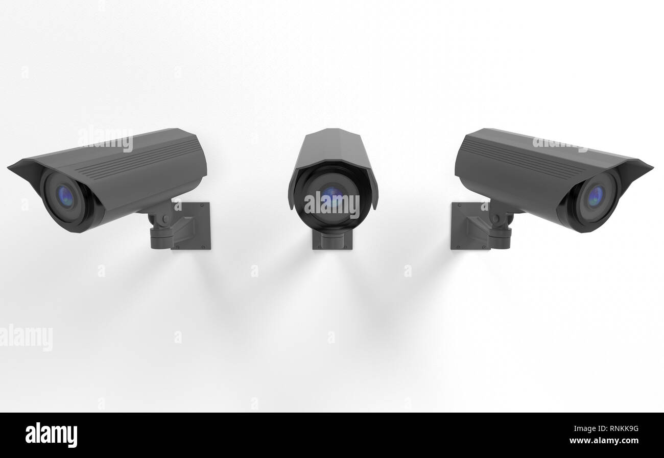 CCTV security camera set. 3d rendering illustration Stock Photo - Alamy