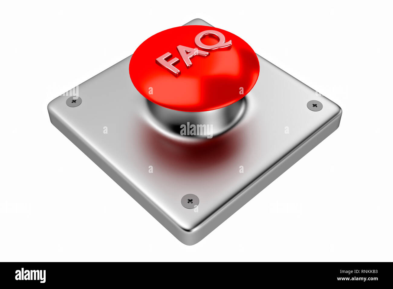3D rendering. Red web button with FAQ Stock Photo - Alamy