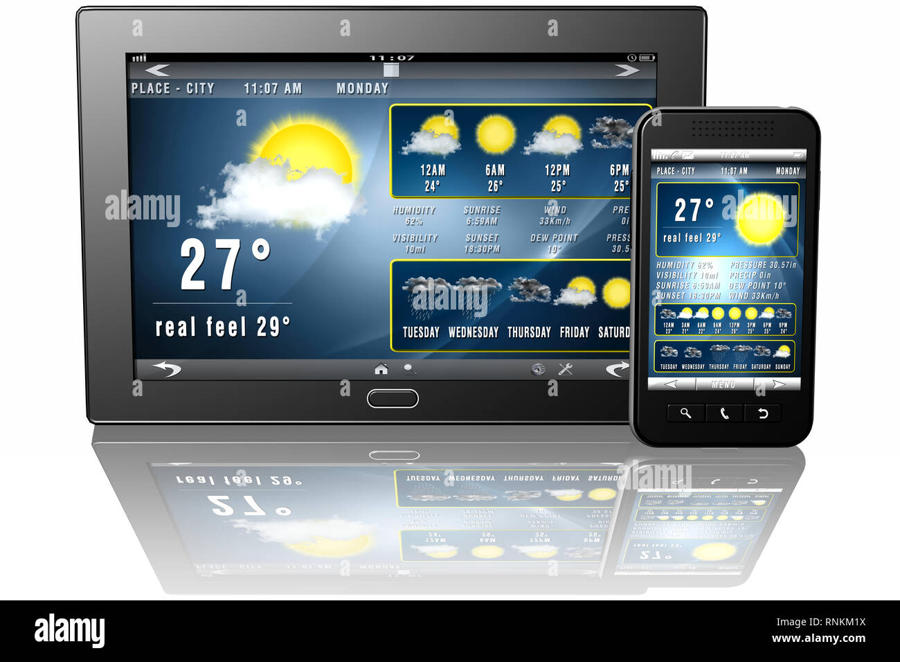 3D illustration. Smartphone tablet with time analysis Stock Photo - Alamy