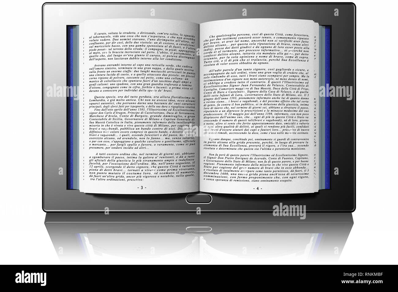 Book with text inside tablet, e-book Stock Photo - Alamy