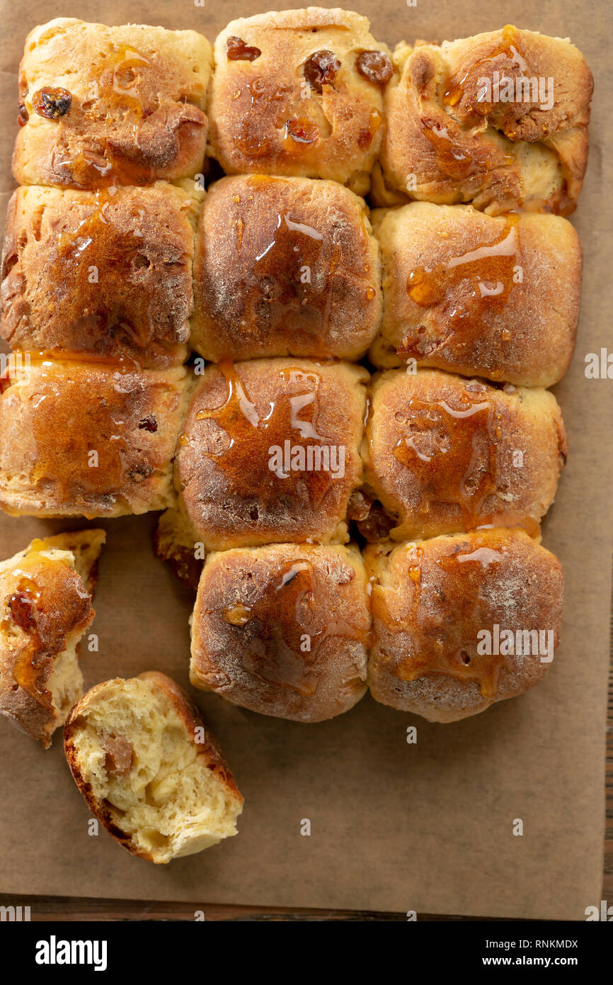 Sweet buns top view, food Stock Photo - Alamy