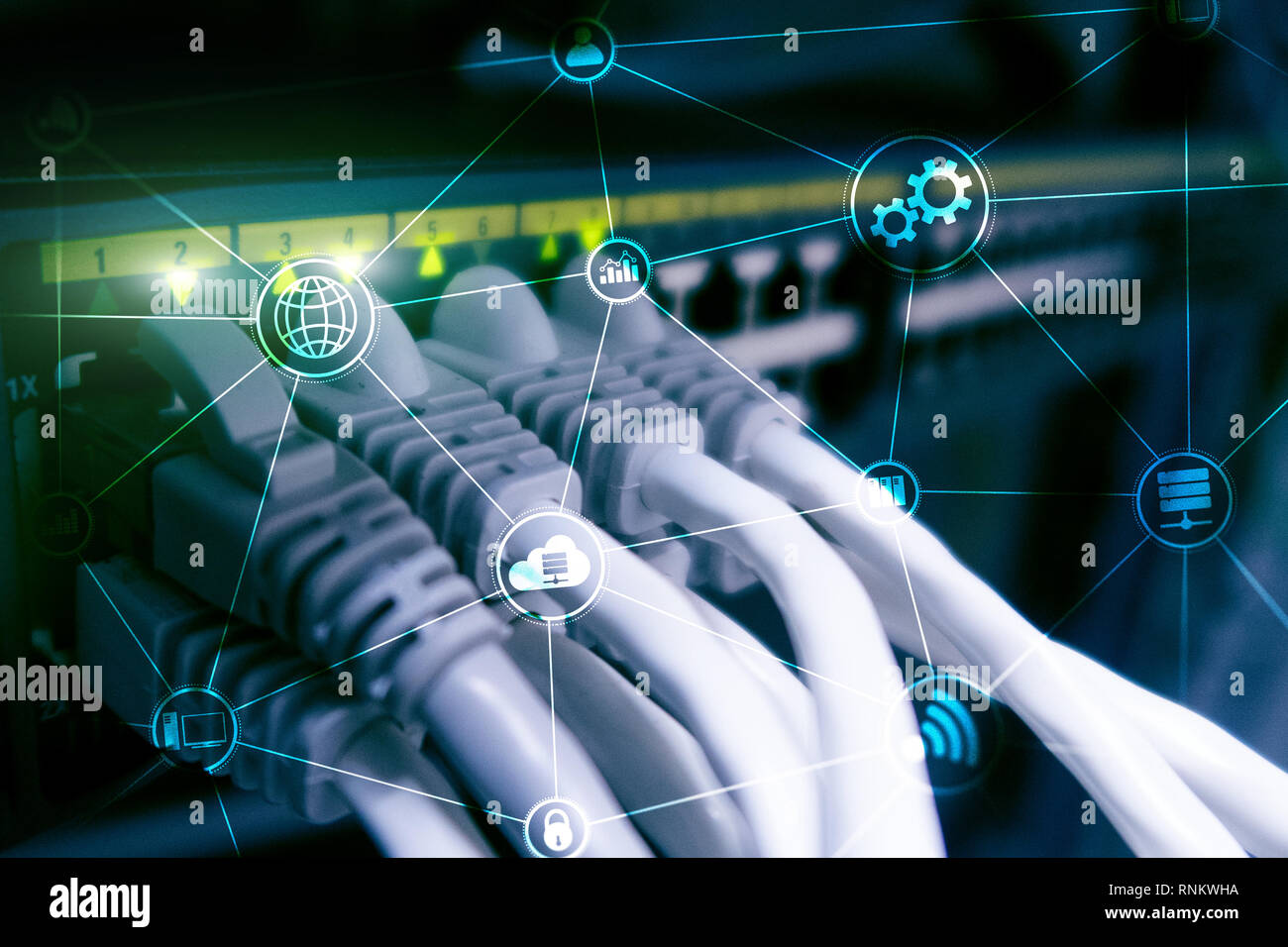 Technology infrastructure cloud computing and communication. Internet ...