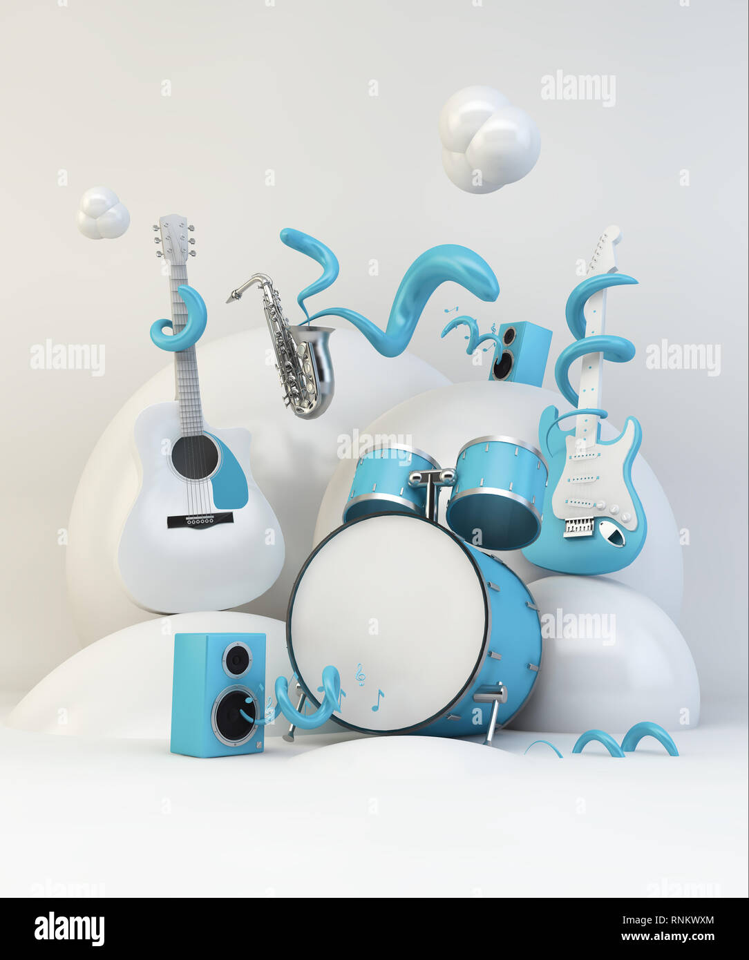 3d rendering of music instruments Stock Photo - Alamy