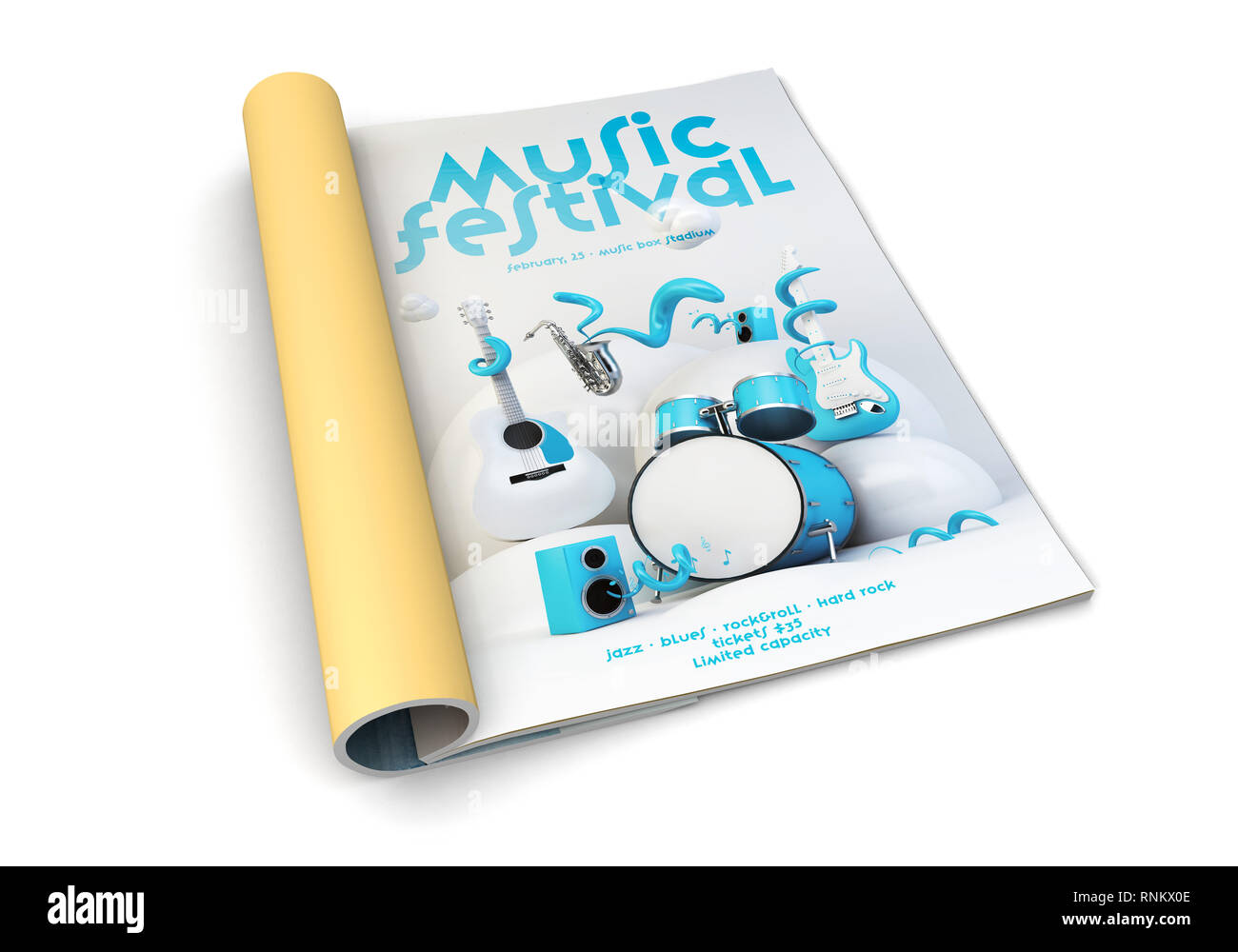 isolated magazine music festival advertising 3d rendering Stock Photo ...