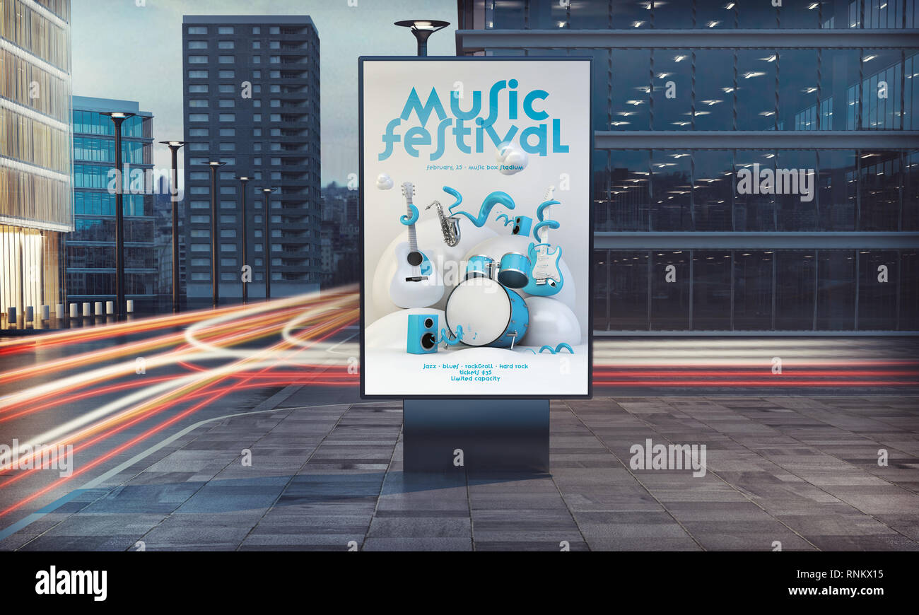 3d rendering of music festival poster billboard outdoor advertising ...