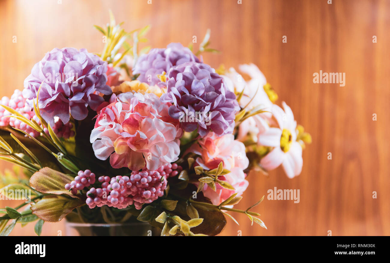 Artificial flower bouquet decoration, copy space background Stock Photo ...