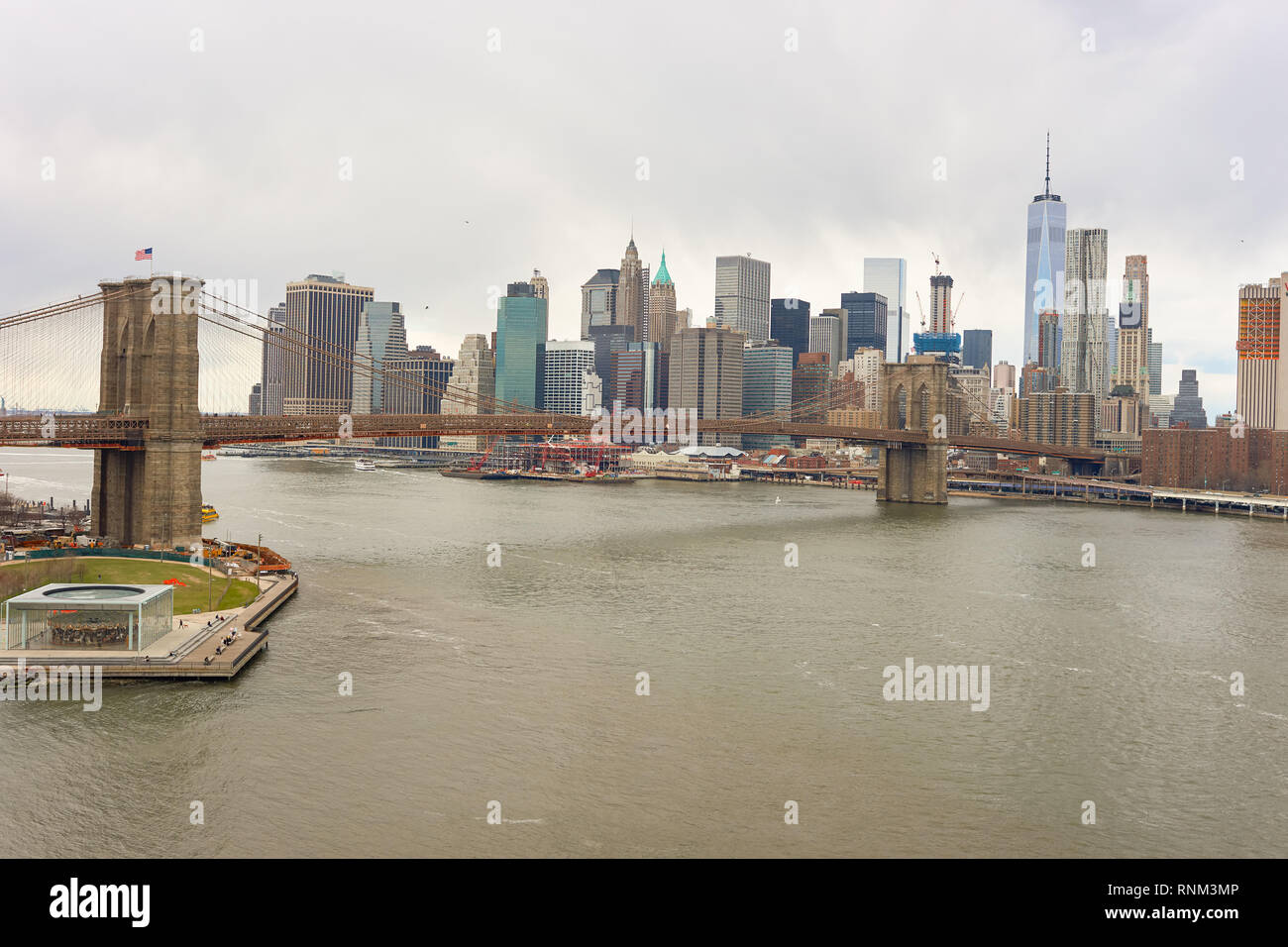 NEW YORK - CIRCA MARCH, 2016: Brooklyn Bridge in the daytime. The ...