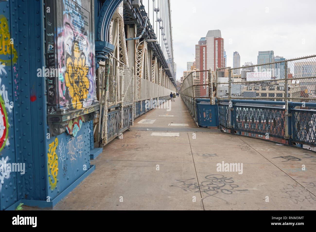 NEW YORK - CIRCA MARCH, 2016: Manhattan Bridge Pedestrian Walkway. The ...