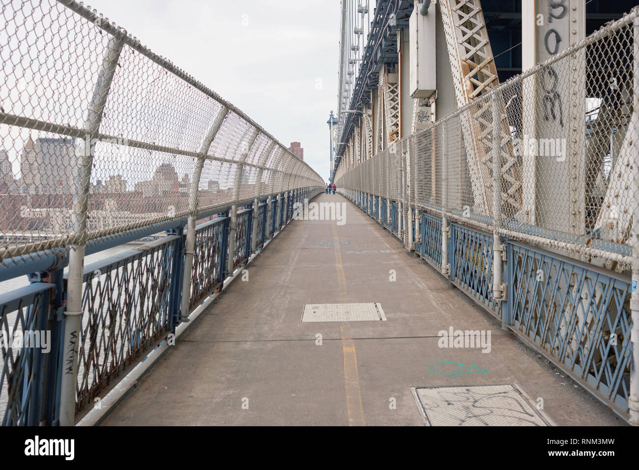 NEW YORK - CIRCA MARCH, 2016: Manhattan Bridge Pedestrian Walkway. The ...