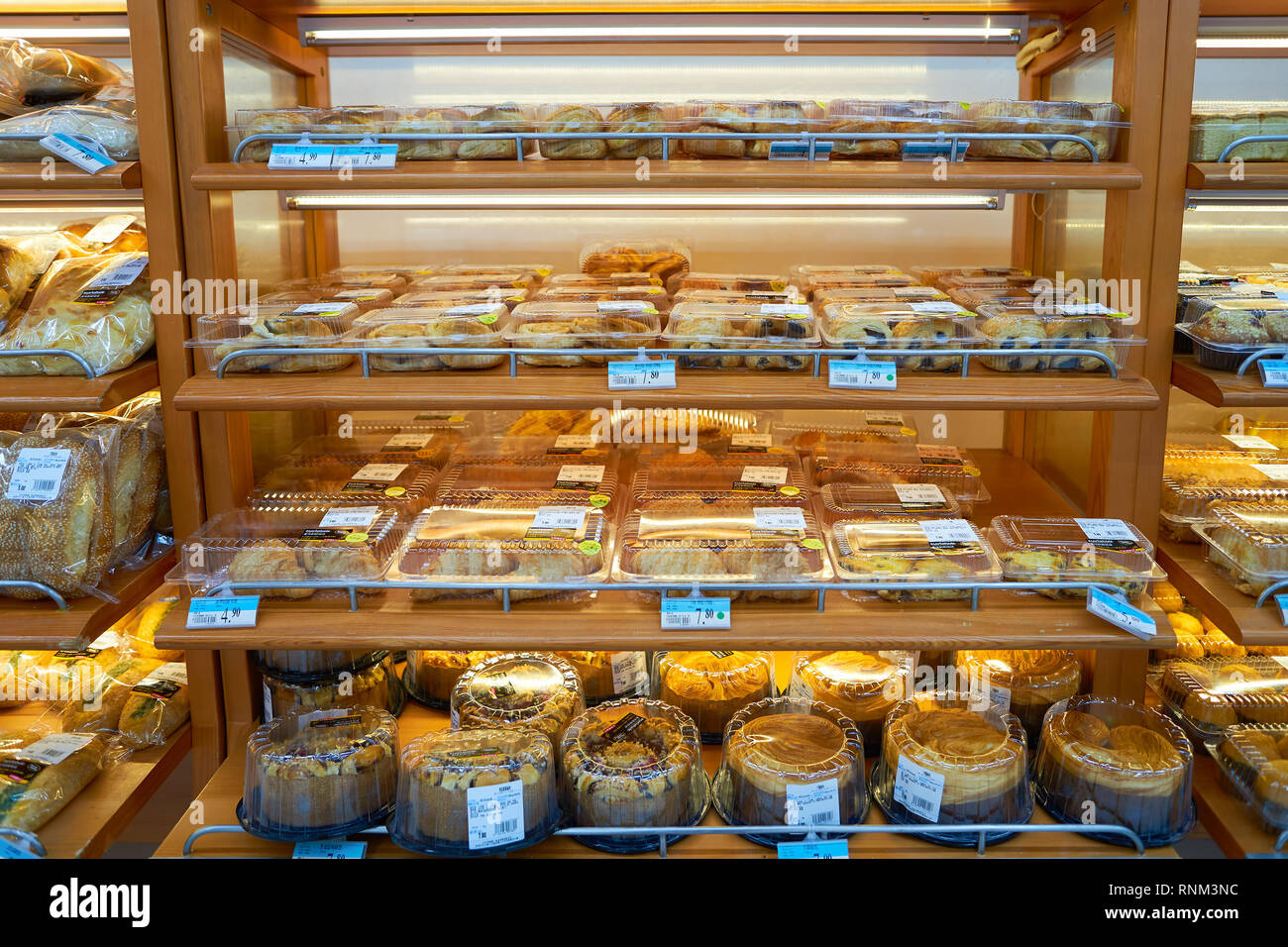 SHENZHEN, CHINA - CIRCA MAY, 2016: inside of Walmart store. Wal-Mart ...