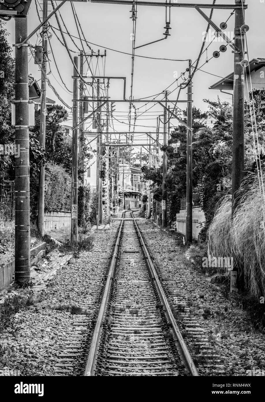 Railway Tracks in Kamakura - Japan Rail Stock Photo - Alamy