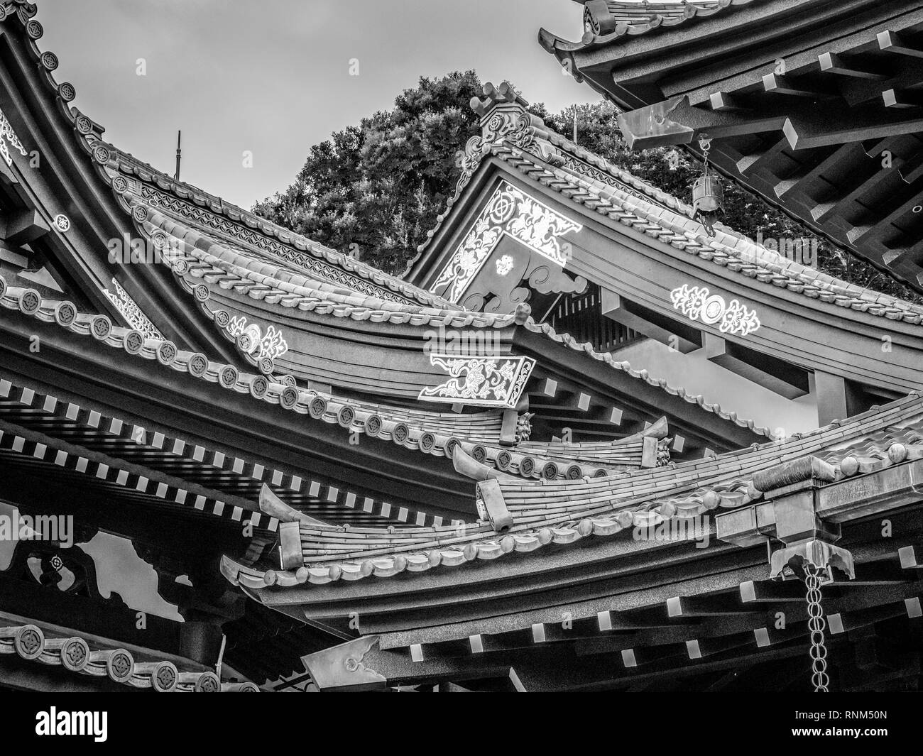 Beautiful roofs of Hase-Dera Temple in Kamakura Stock Photo - Alamy