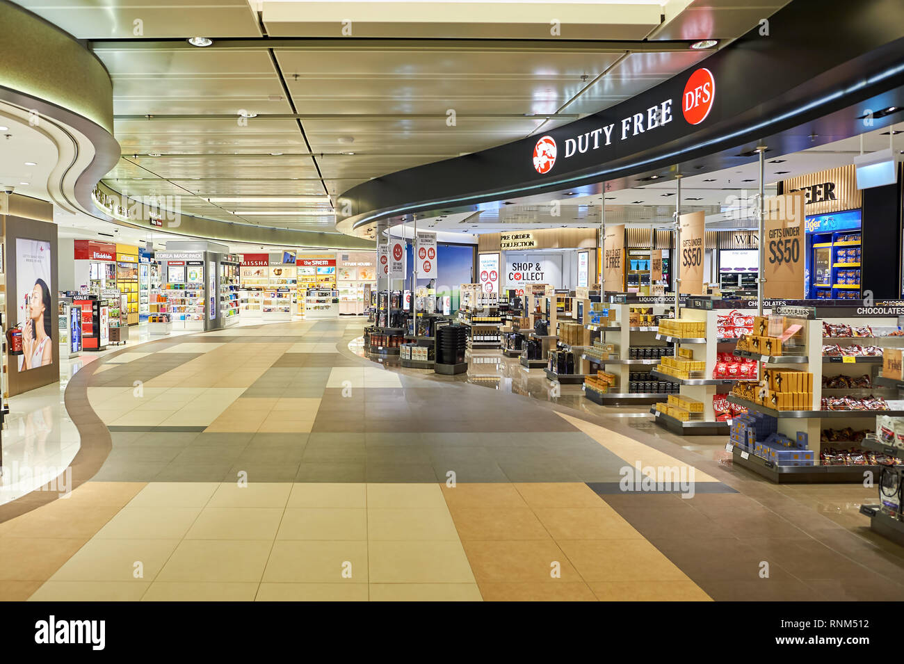 SINGAPORE - CIRCA NOVEMBER, 2015: inside of Singapore Changi Airport ...