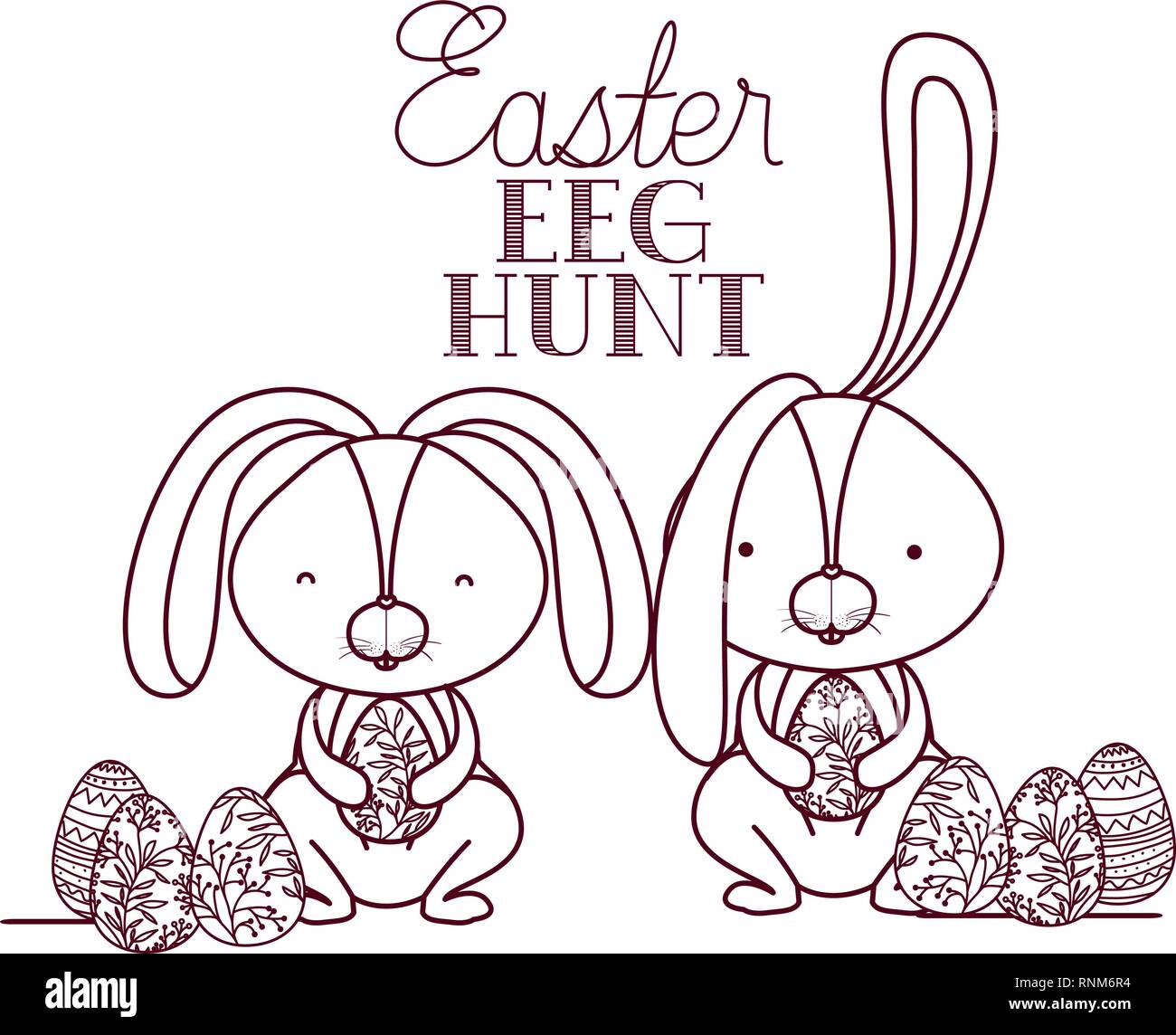 easter egg hunt label with rabbit icon Stock Vector Image & Art - Alamy