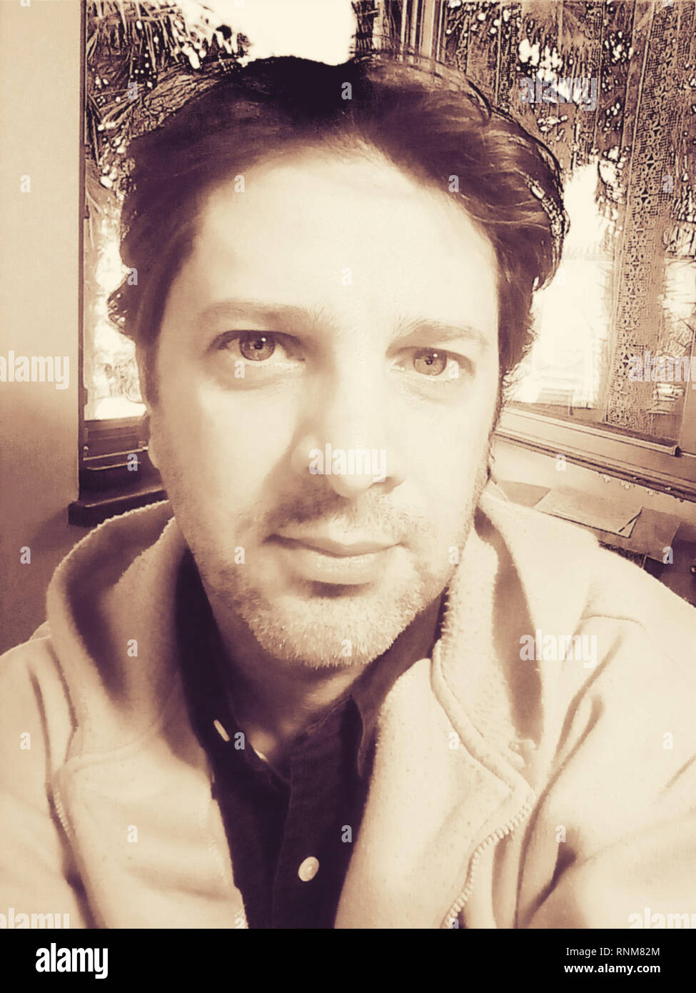 Portrait of a young man in backlight, black and white - photo Stock ...