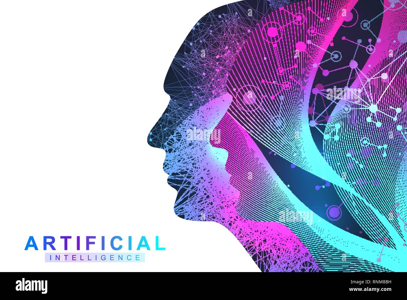 Futuristic Artificial Intelligence and Machine Learning Concept.. Human ...