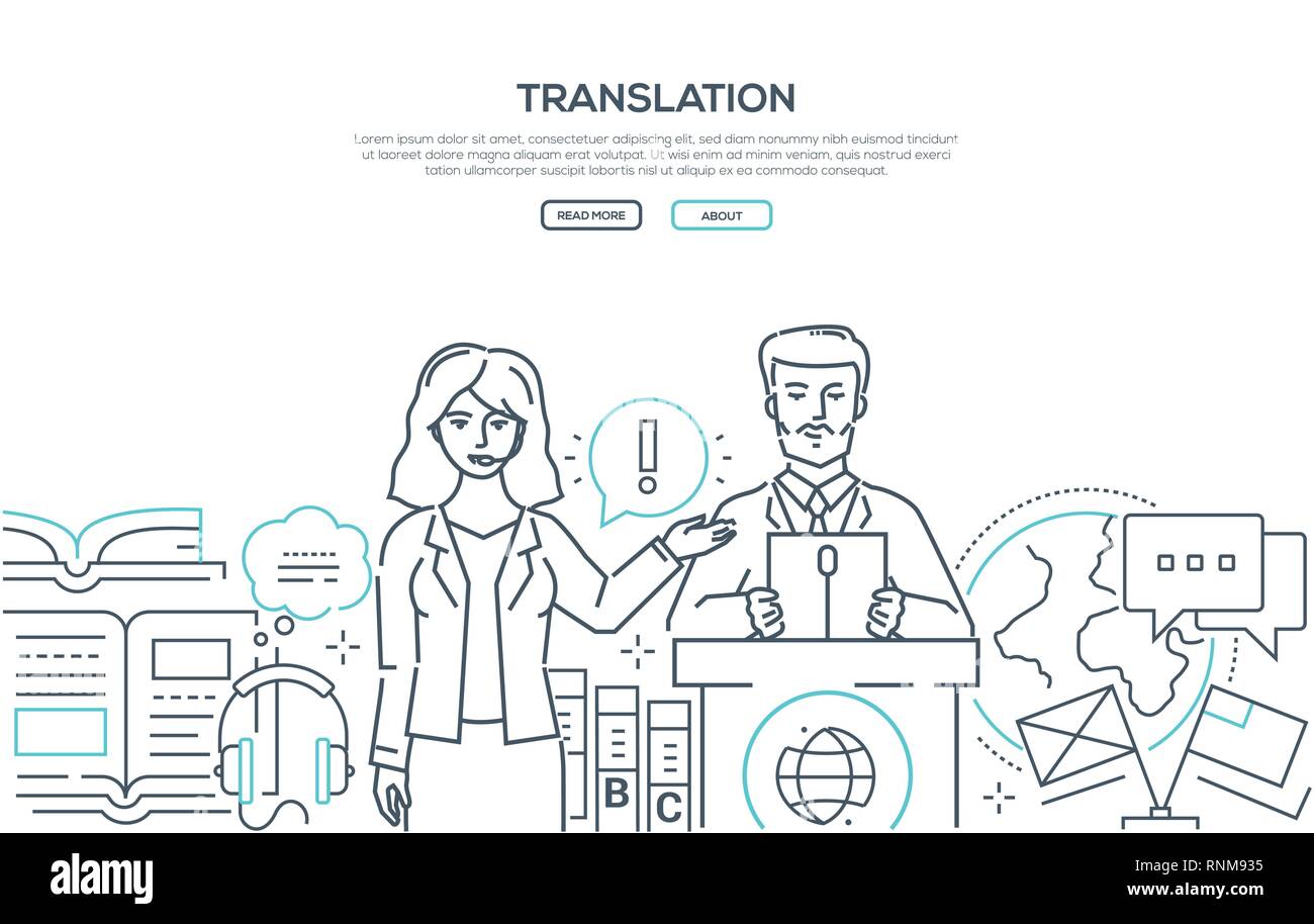 Translation - modern line design style web banner Stock Vector Image ...