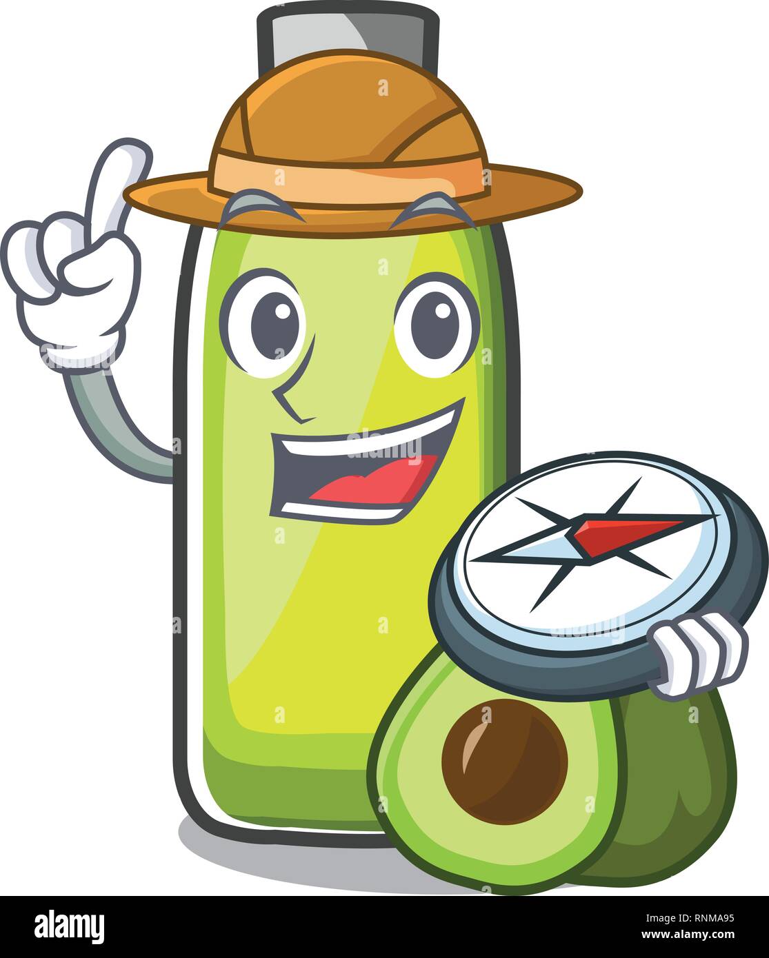 Explorer avocado oil in the bottol cartoons vector illustration Stock ...