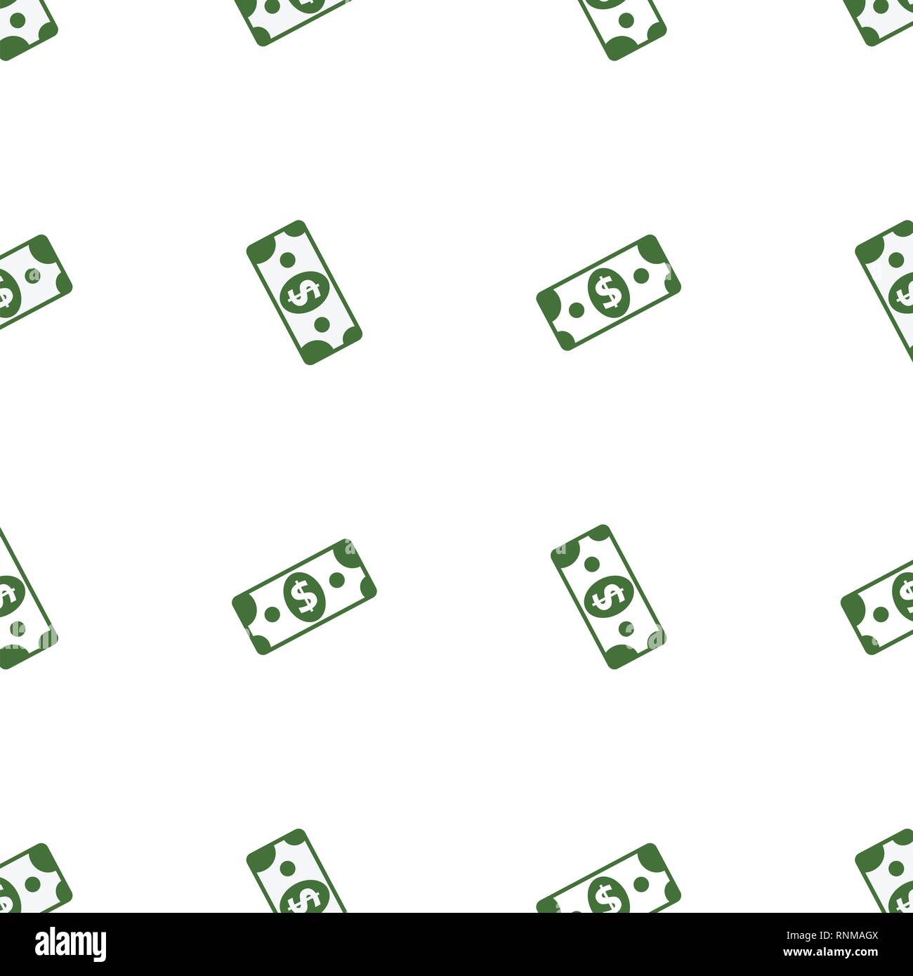 vector seamless pattern of paper dollar symbol on white background ...