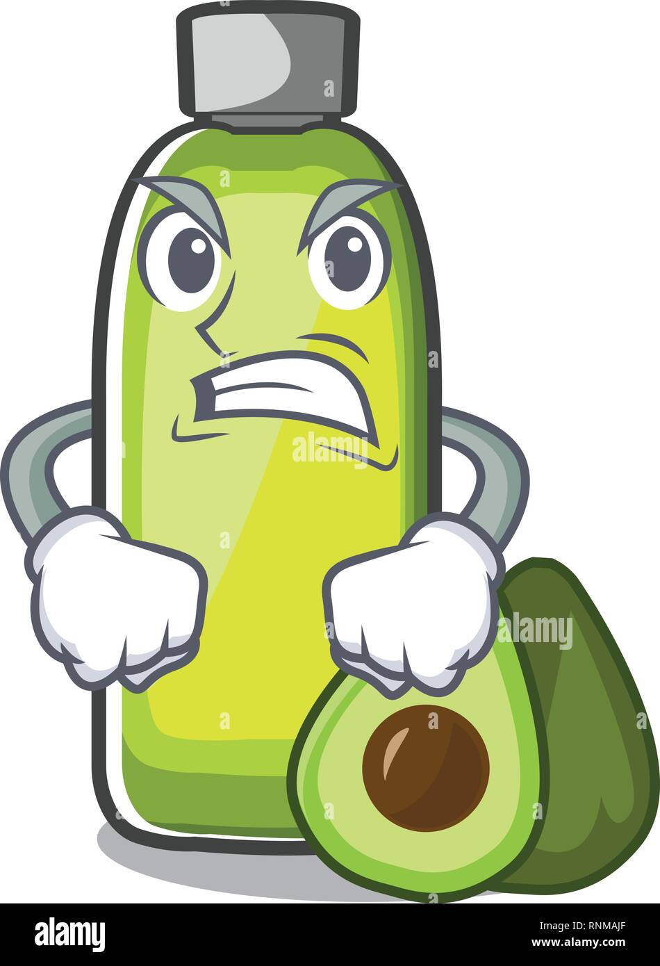 Angry avocado oil in the bottol cartoons vector illustration Stock ...