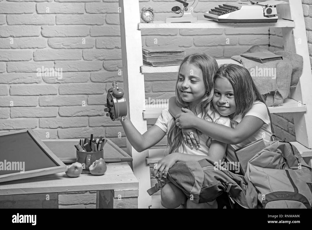 perfect morning with two lovely kids. perfect morning of little girls ...