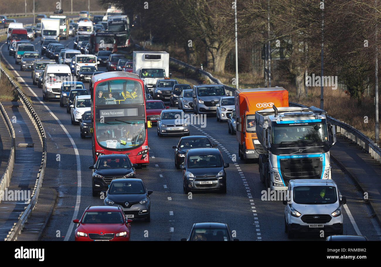 A Rail Replacement Bus travels down the A23 into Brighton. The London ...