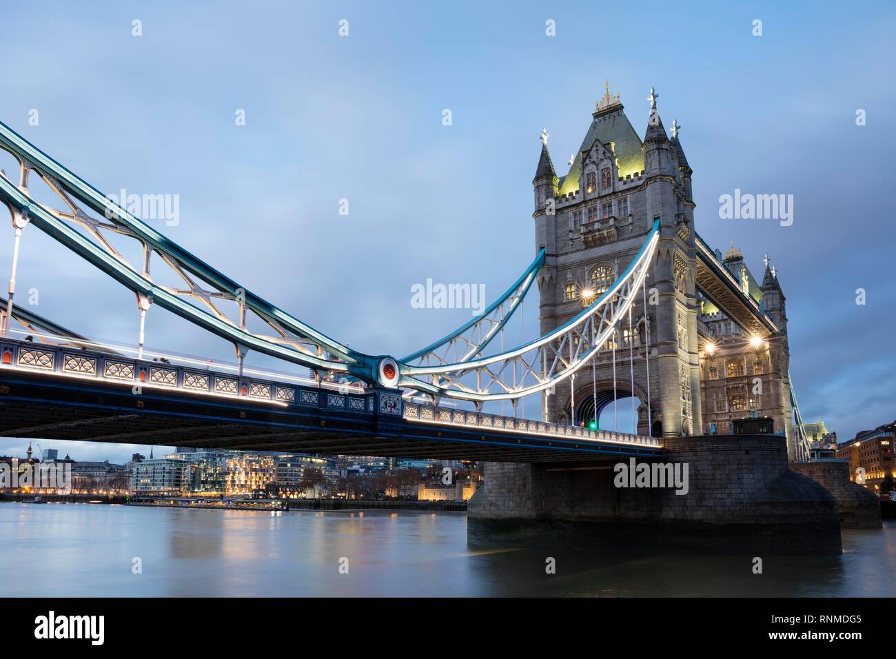 Tower Bridge, dusk twilight, London, England, Great Britain Stock Photo ...