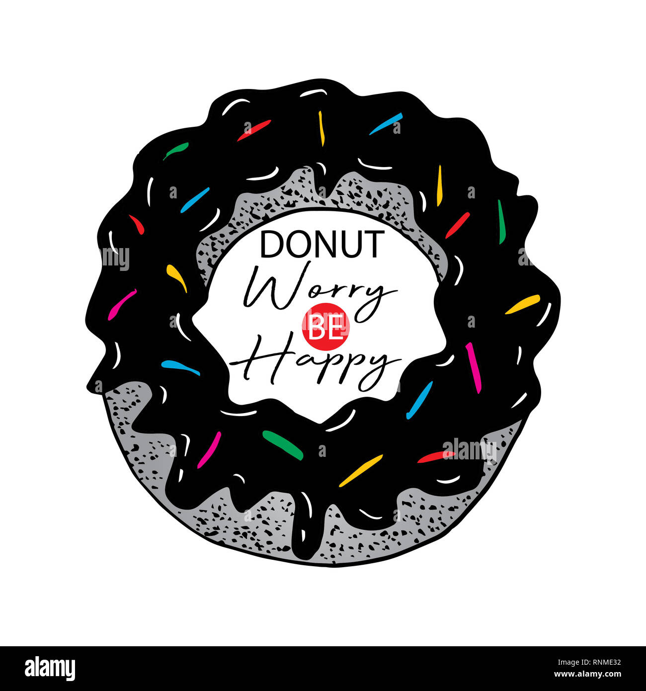 Donut worry be happy. Design element for greeting cards, decoration ...