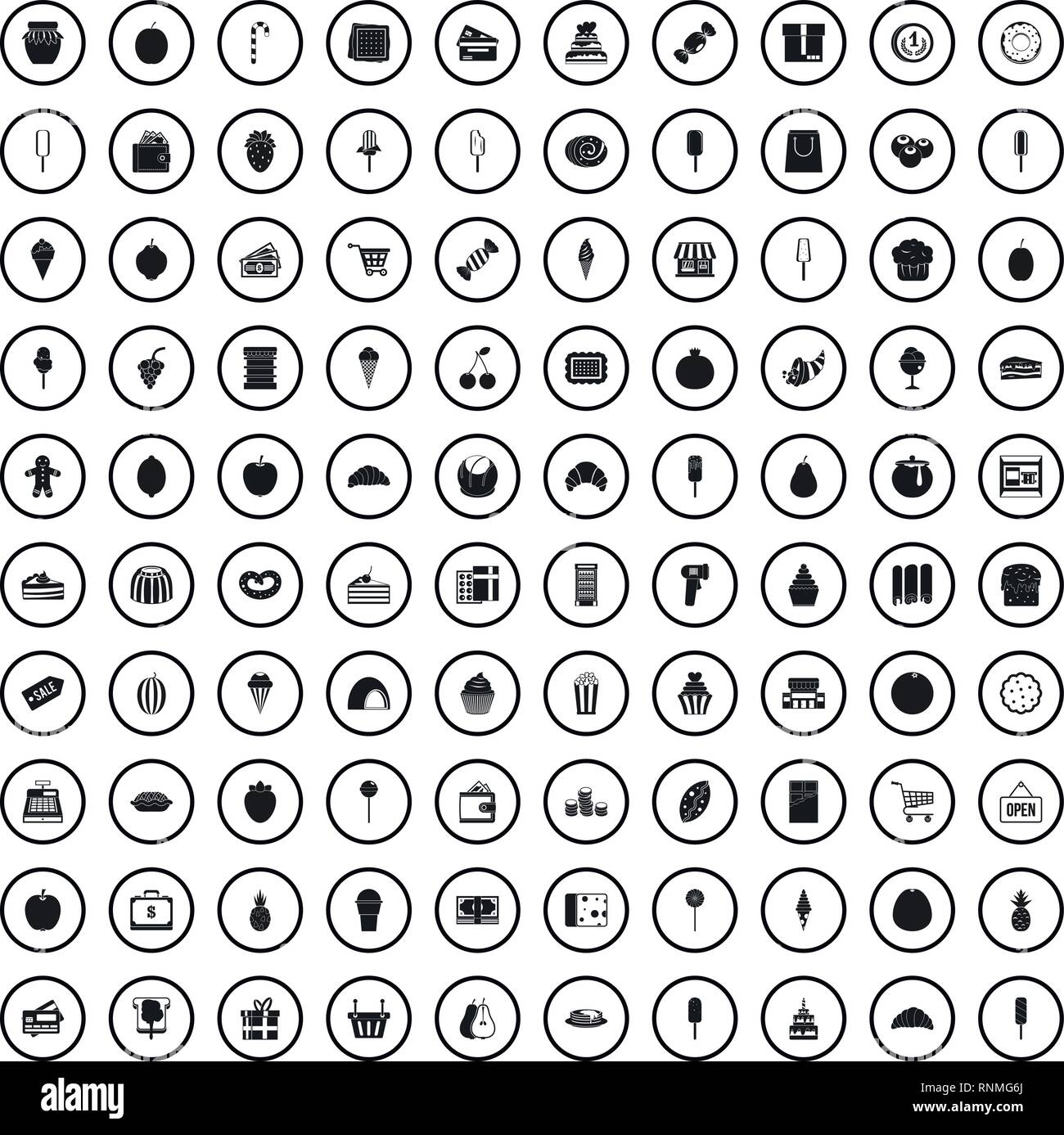 100 candy shop icons set, simple style Stock Vector Image & Art - Alamy