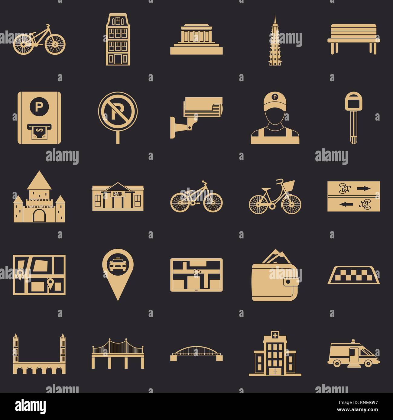 Getting around the city icons set, simple style Stock Vector Image ...