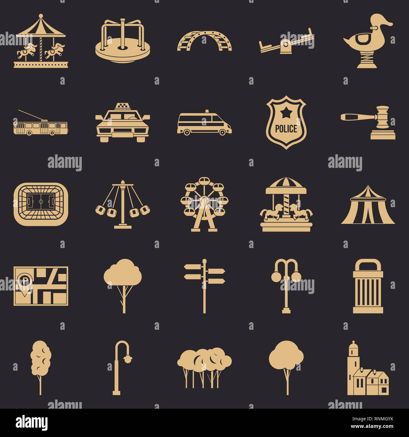 Urban recreation park icons set, simple style Stock Vector Image & Art ...