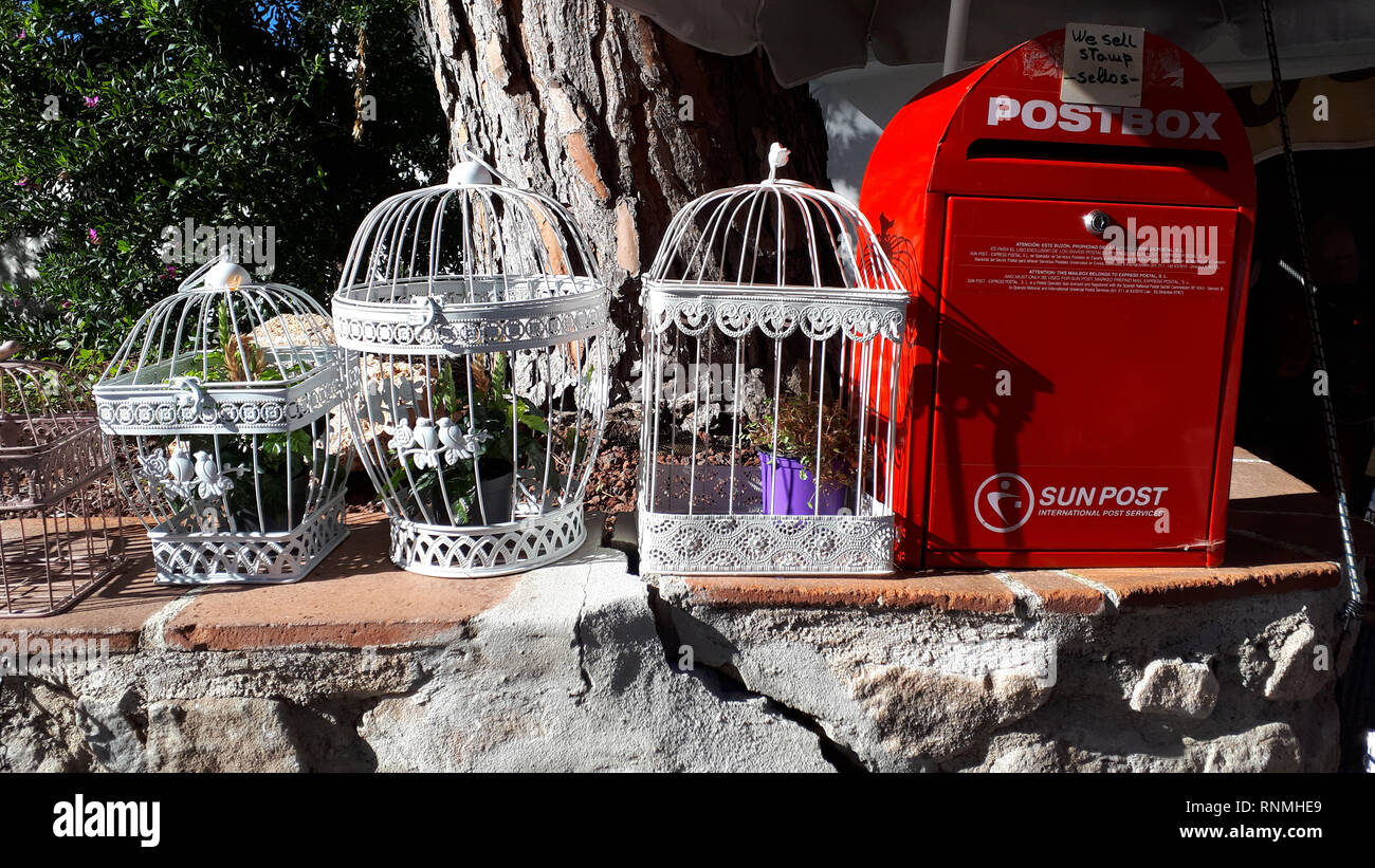 Post box and bird cages in Mijas. Mijas one of the most beautiful ...