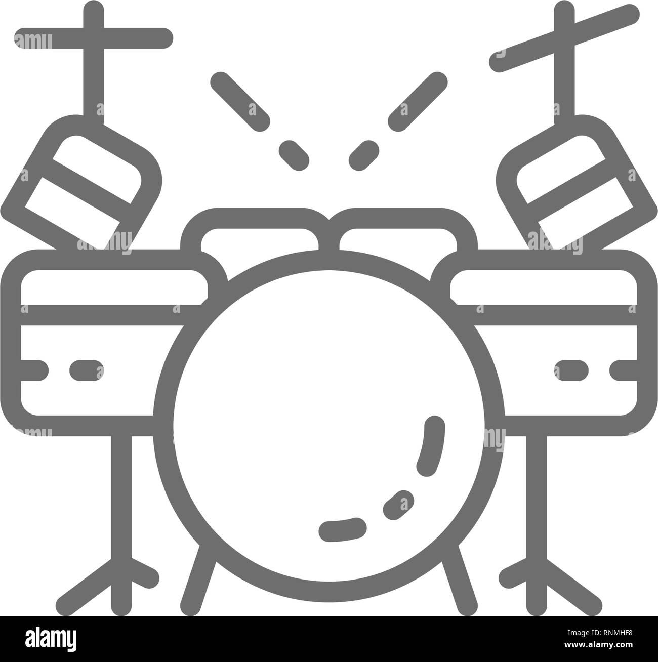 Drum kit, musical instrument line icon. Isolated on white background ...