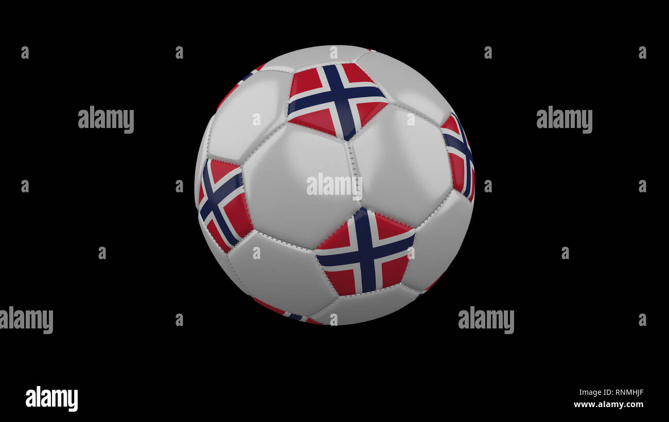 Soccer ball with the flag of Norway colors rotates, 3d rendering Stock ...