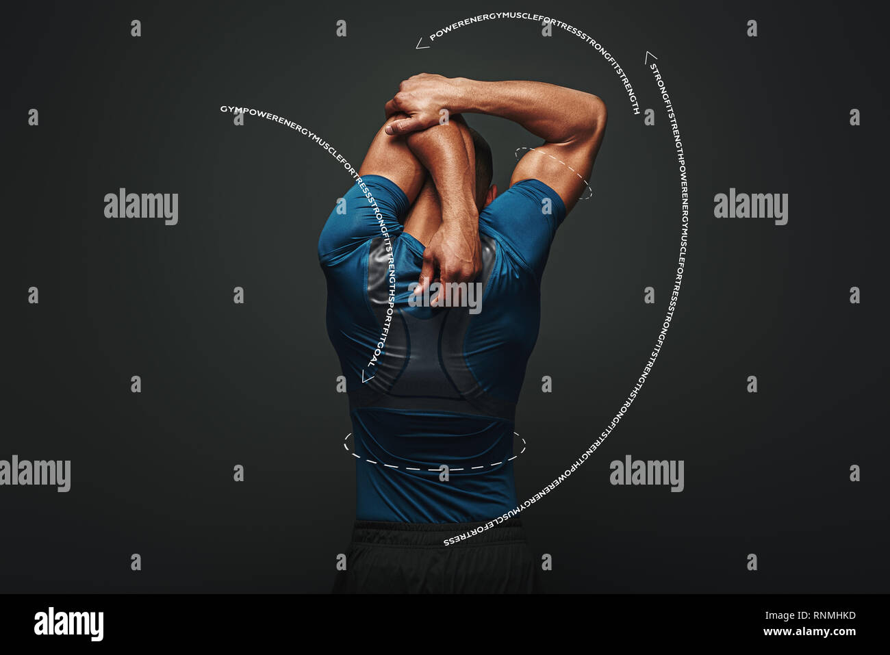 Portrait of strong young muscular man stretching his arms. Fitness ...