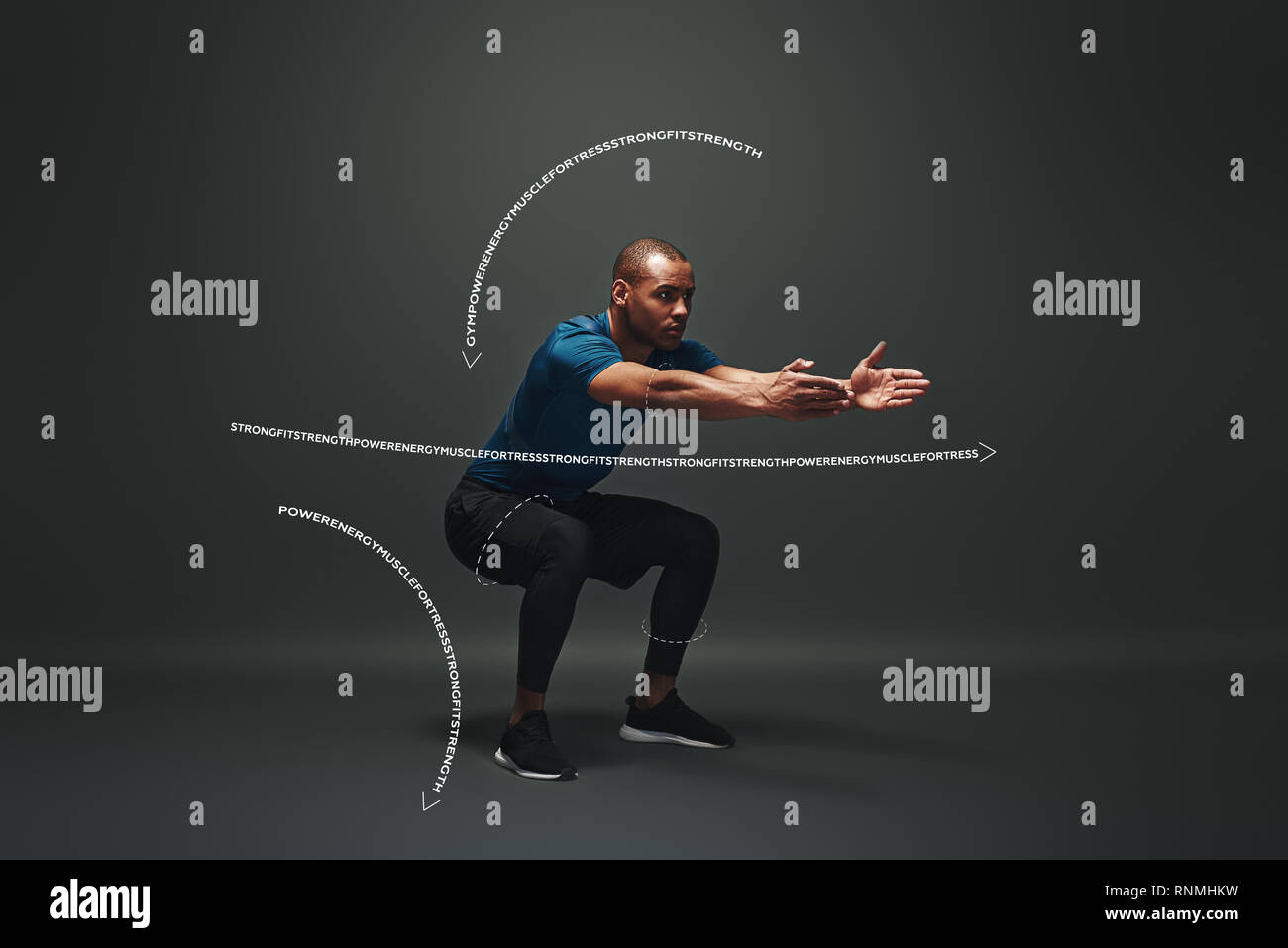 Full length of strong young muscular man in comfortable sportwear ...