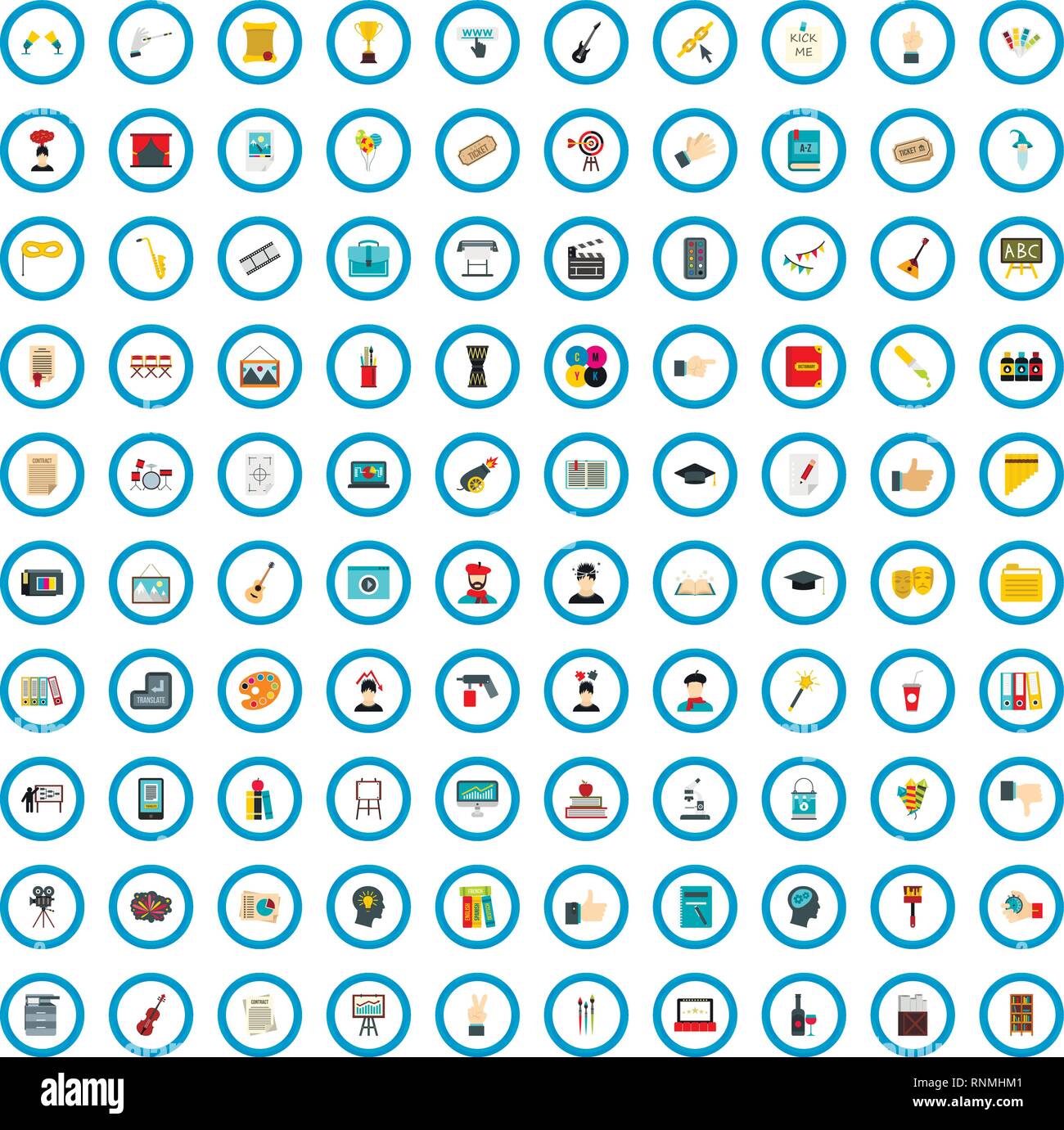 100 artistic essay icons set, flat style Stock Vector Image & Art - Alamy