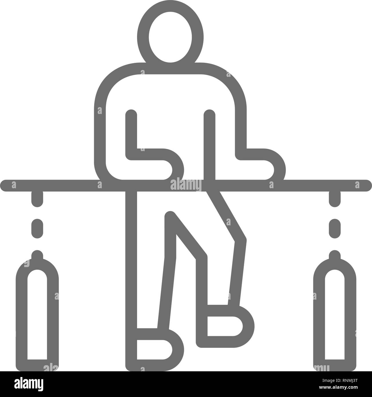 Patient recovery, physiotherapy, rehabilitation treatment line icon ...