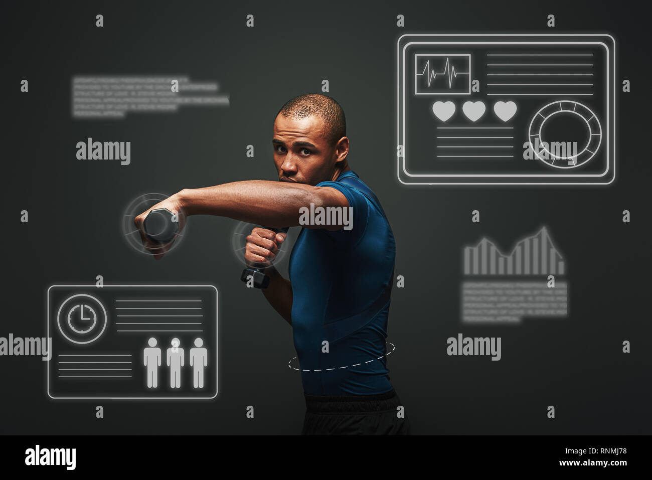 Sport, bodybuilding, fitness and people concept - man with dumbbells ...