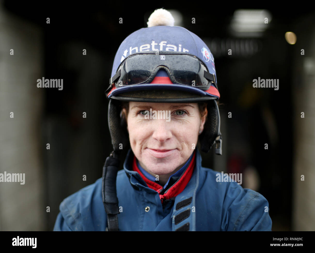 Jockey Lisa O'Neill during the stable visit to Gordon Elliott's yard at ...