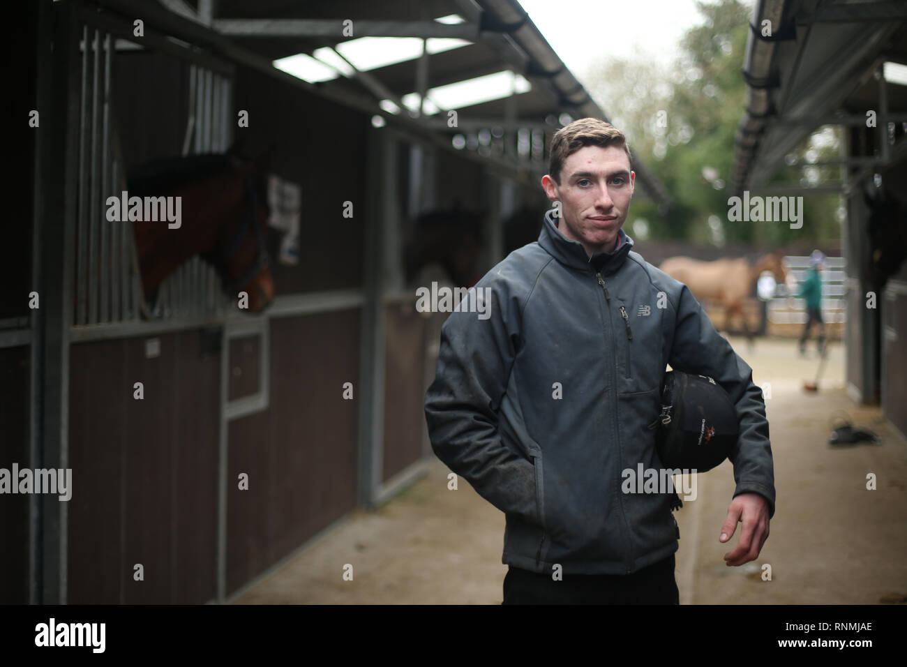 Jockey Jack Kennedy during the stable visit to Gordon Elliott's yard at ...