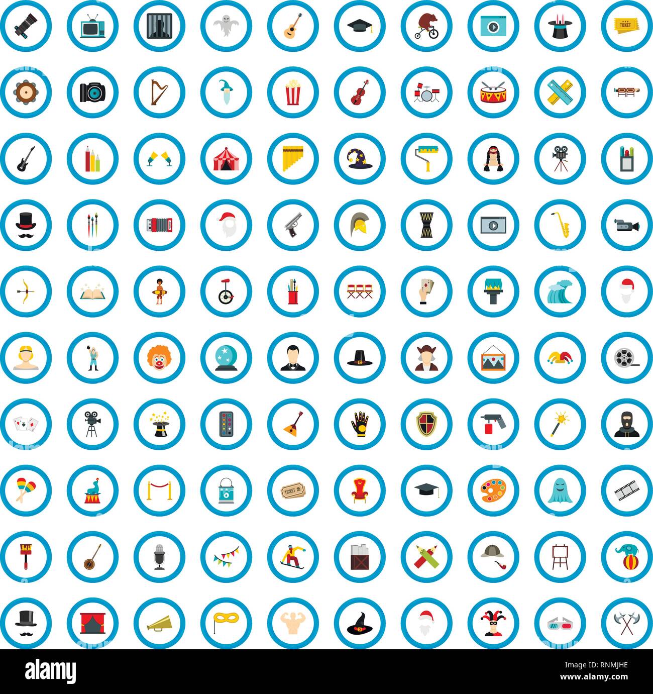 100 artistic skill icons set, flat style Stock Vector Image & Art - Alamy