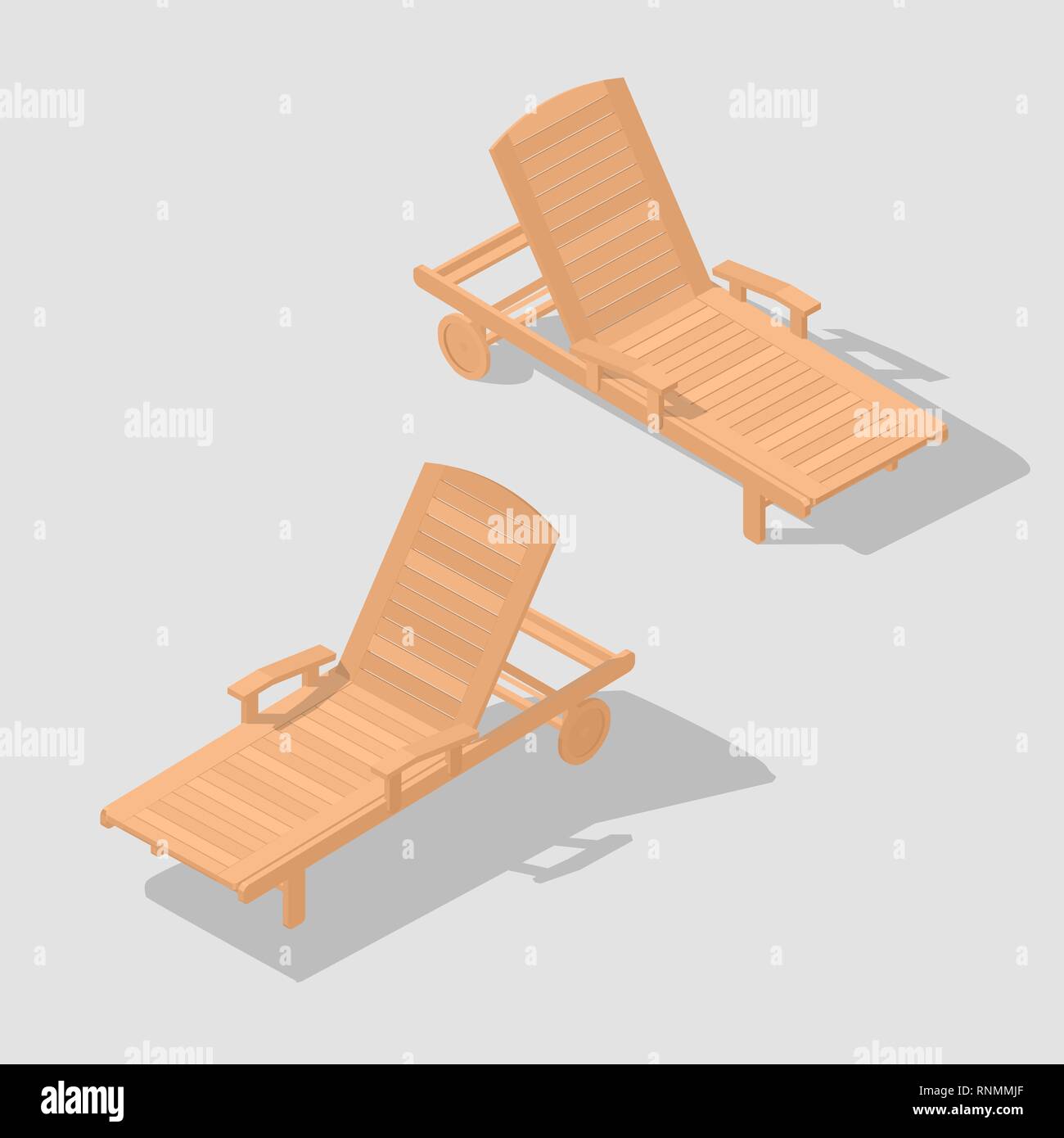Sunbed for relaxing and sunbathing. Wooden beach bench. Hobby on ...