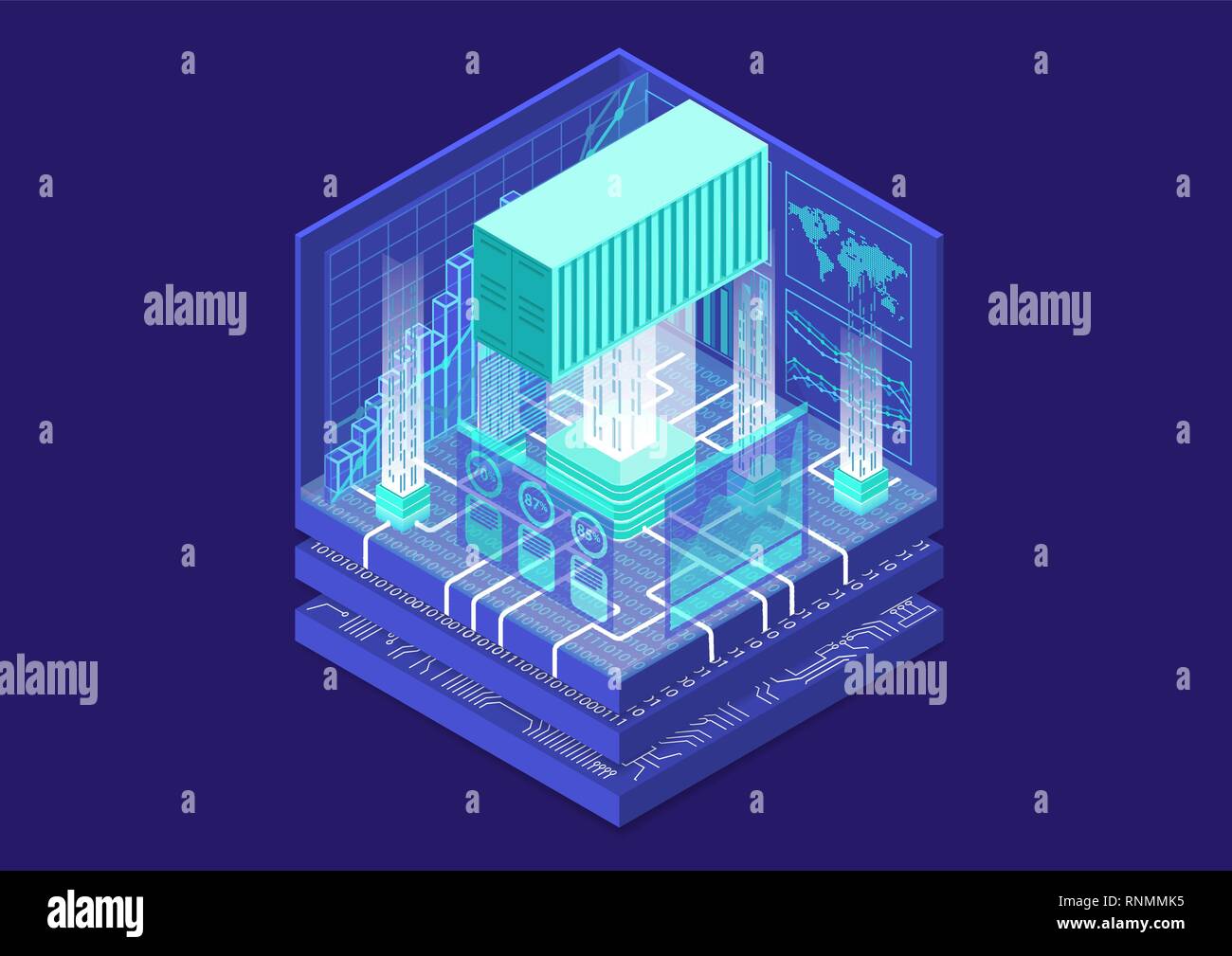 Global digital trade concept with connected shipping container and ...